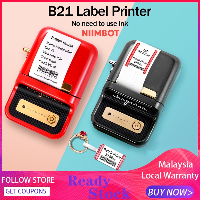 Niimbot B21 Label Printer Portable Bluetooth Thermal Printer Small ...
