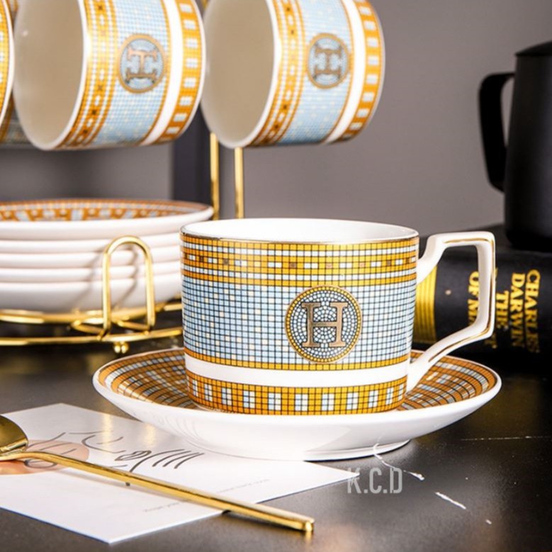 Luxury Brand Gold rim Tea Cup and Saucer Set | Shopee Philippines