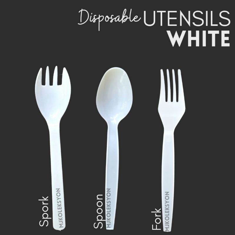 25pcs Spork Spoon Fork Disposable Plastic Utensils | Shopee Philippines