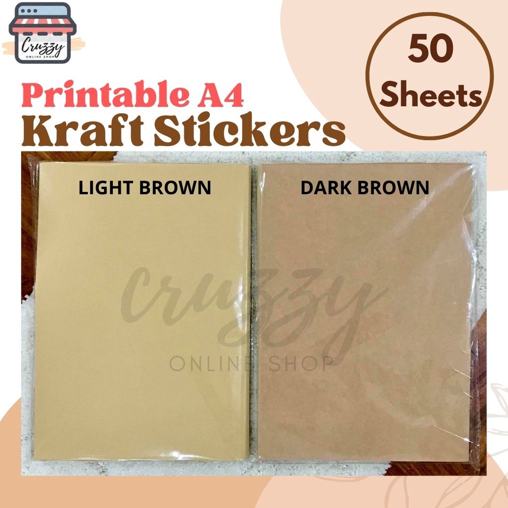 50 Sheets A4 Kraft Brown Sticker Paper 80 GSM | Shopee Philippines