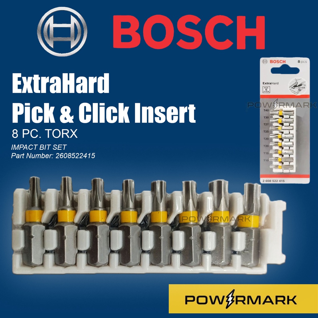 BOSCH 2608522415 8 pcs ExtraHard Pick and Click Screwdriver Bits Pack ...
