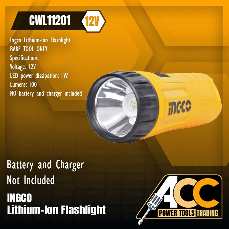 INGCO S12 Lithium-Ion Flashlight 12V Bare Tool (UNIT ONLY) IPT ...