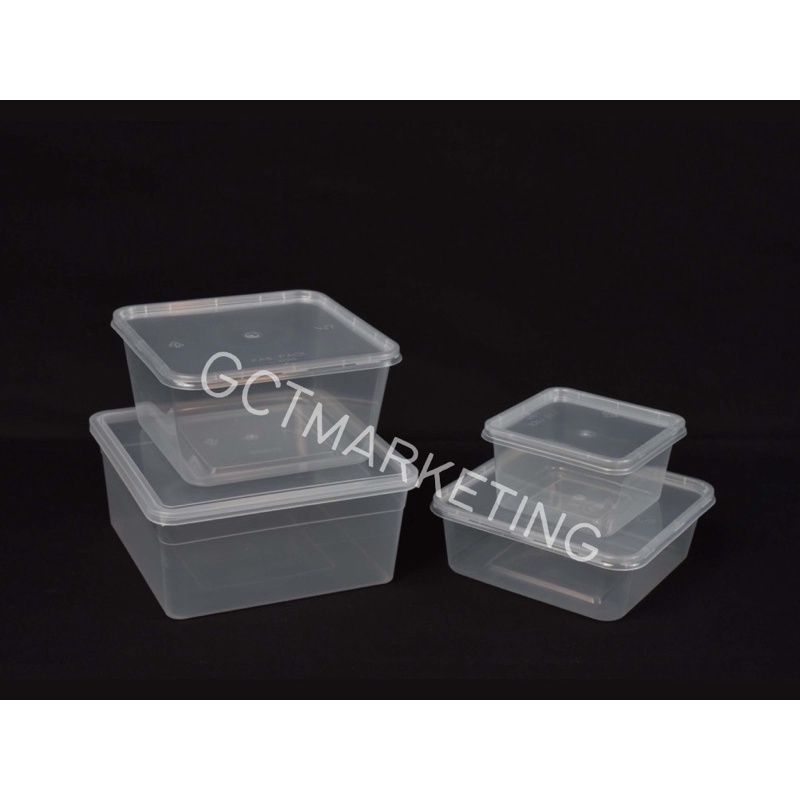 Microwavable & Disposable Square Containers with Lids 4 Sizes | Shopee ...