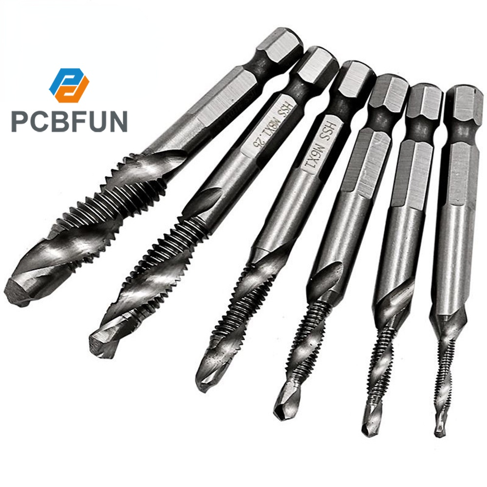 Pcbfun Hex Shank Drill Bit M3-M10 Threaded Tap Hexagonal Cut Tool 6 Pcs ...