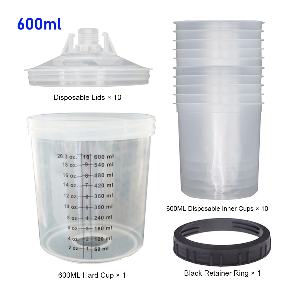 Spray Paint Gun Mix Cups Type H/O Gravity Feed Quick Cup Spray Gun Cans ...