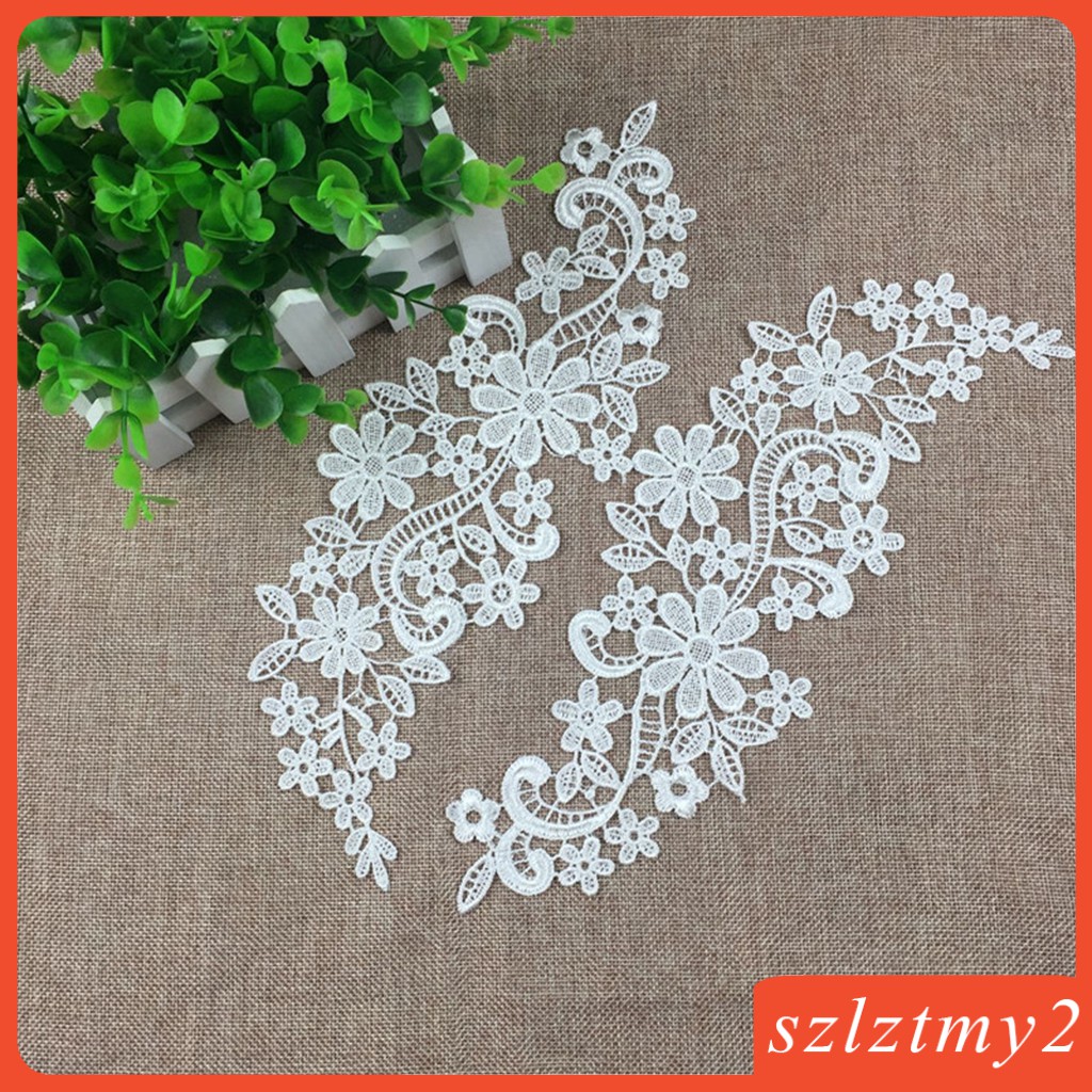 CODWhite Applique Embroidered Wedding Lace Motif Patches | Shopee ...