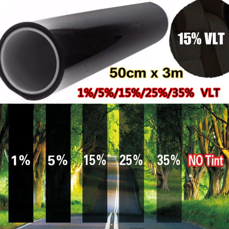 300cm Car Window Tint Film 1/15/50% Black For Glass Sun Shade Sticker ...