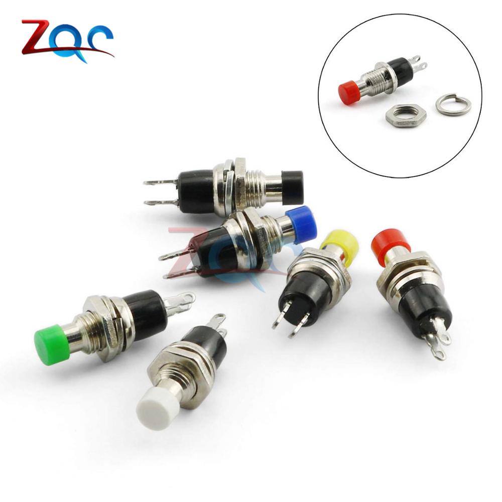 5pcs PBS-110 7mm Thread Multicolor 2 Pins Momentary Mini Lockless ...