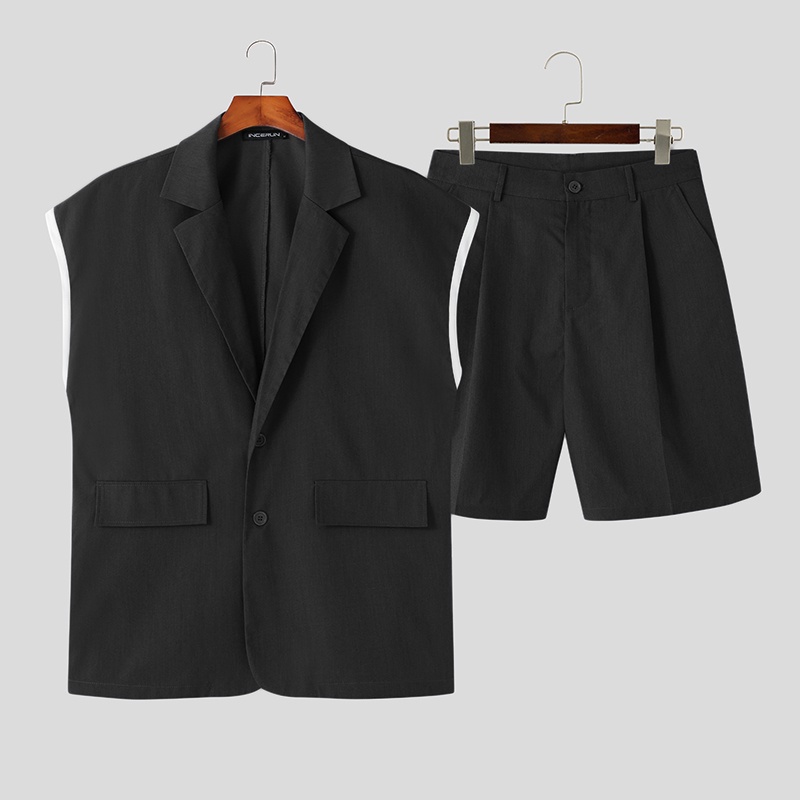 INCERUN Mens Formal Vest Sleeveless Jacket + Shorts Party Two-piece ...