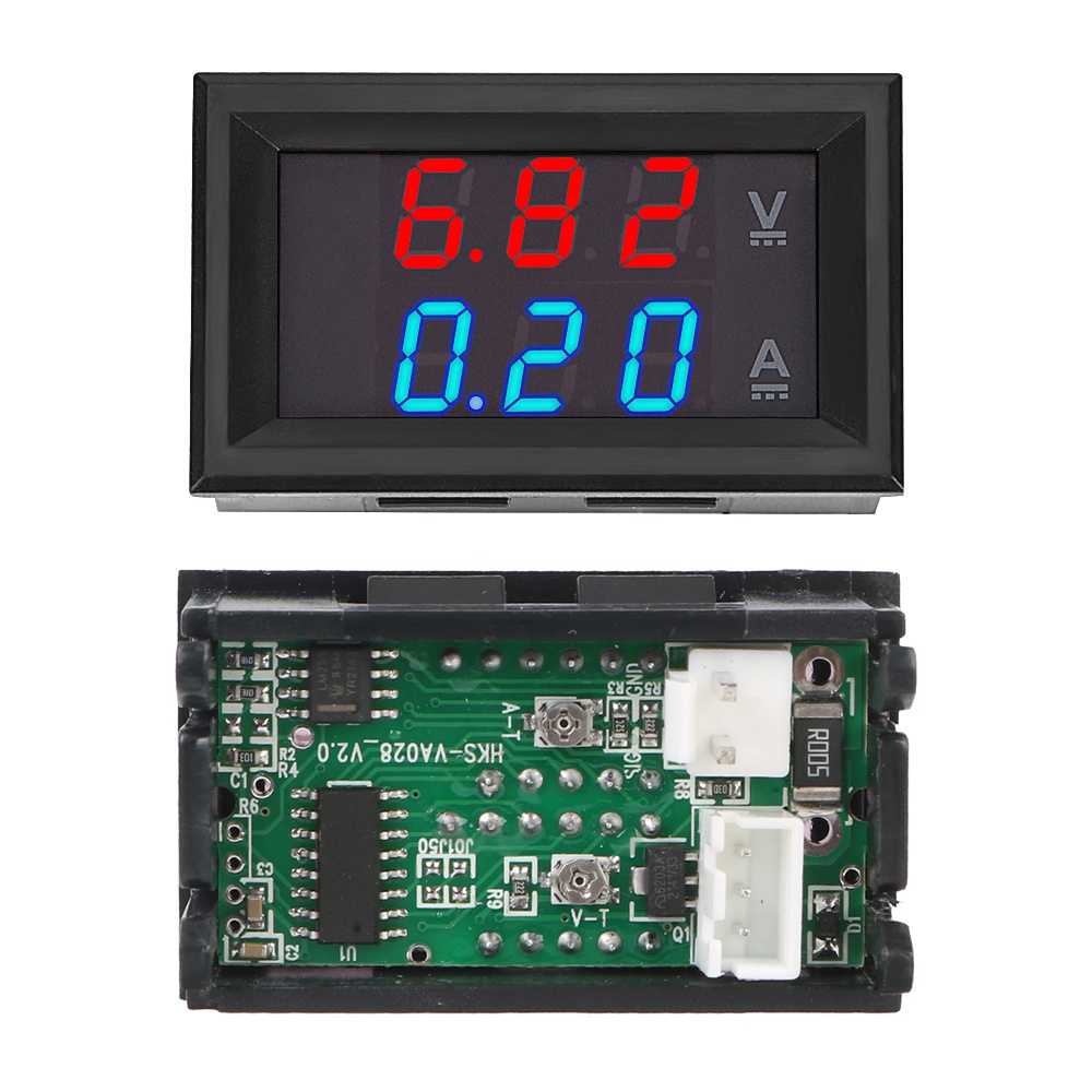 Mini Digital Voltmeter Ammeter DC 100V 10A Blue Red Dual Volt Ampere ...