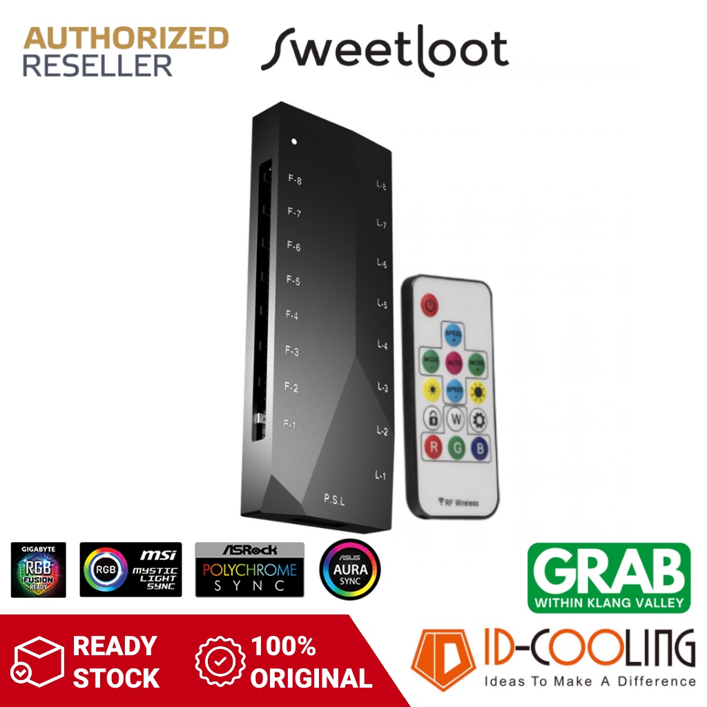 ID-Cooling HA-02C PWM Fan and Addressable RGB Hub with ARGB RF Wireless ...