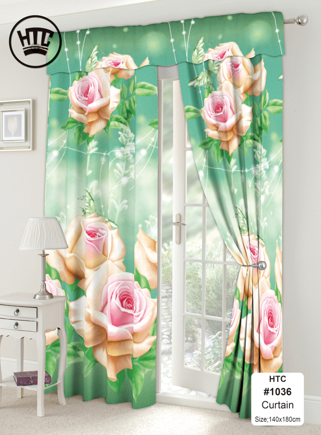 5D Green Flower White Flower Kurtina Design No Ring Window Door Room ...