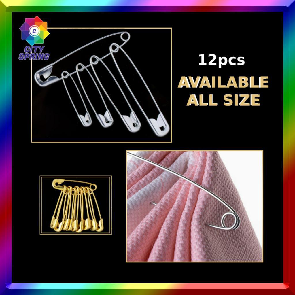 12pcs Safety Pins Perdible Silver and Gold locking Pardible | Shopee ...