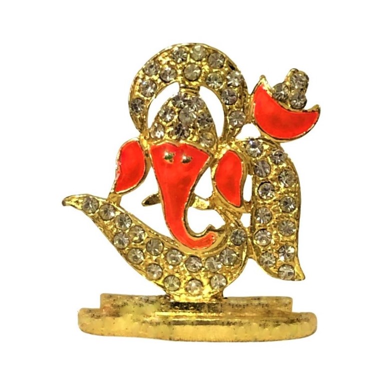 TNT Lord Ganesha Om - Hindu Elephant God Idol With Om-Orange-Gold/Metal ...