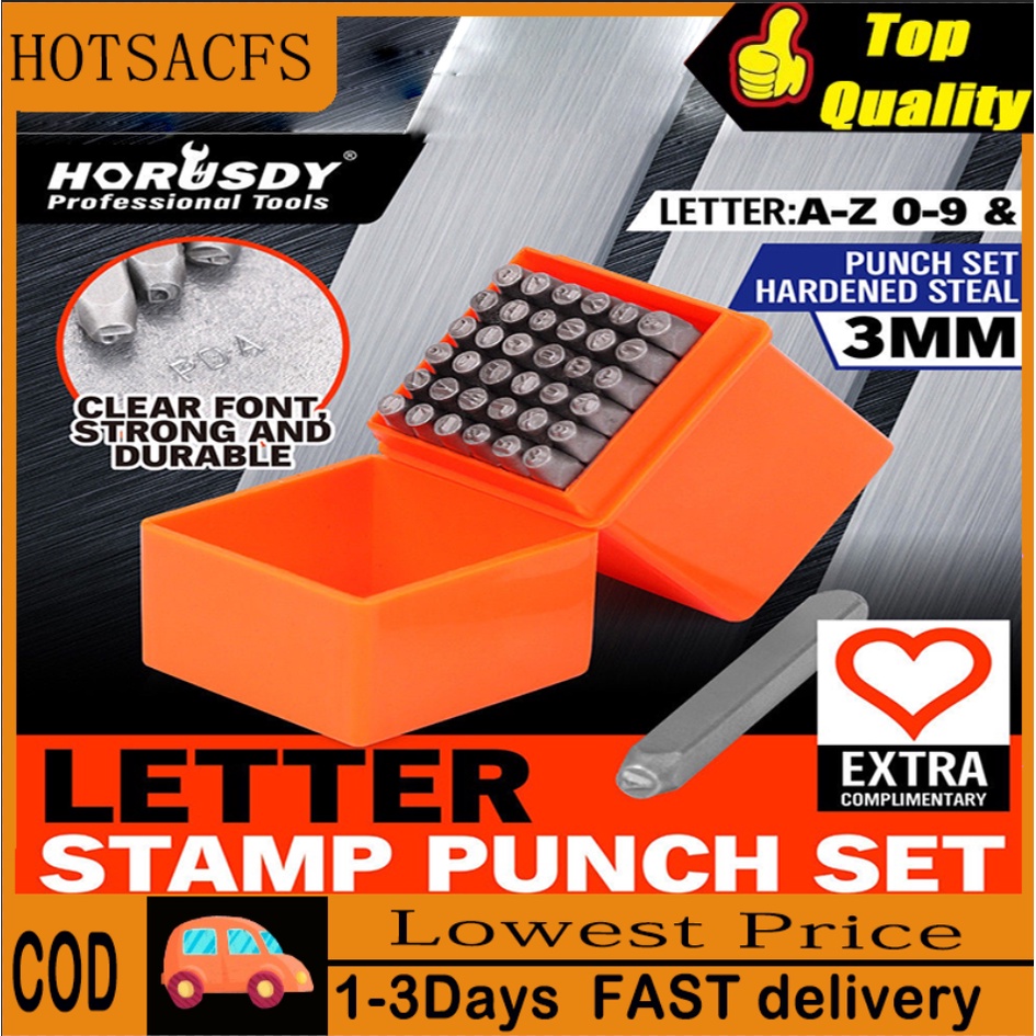 37pcs Number and Letter Punch Set Hardened Steel Metal Hollow Punch Set ...