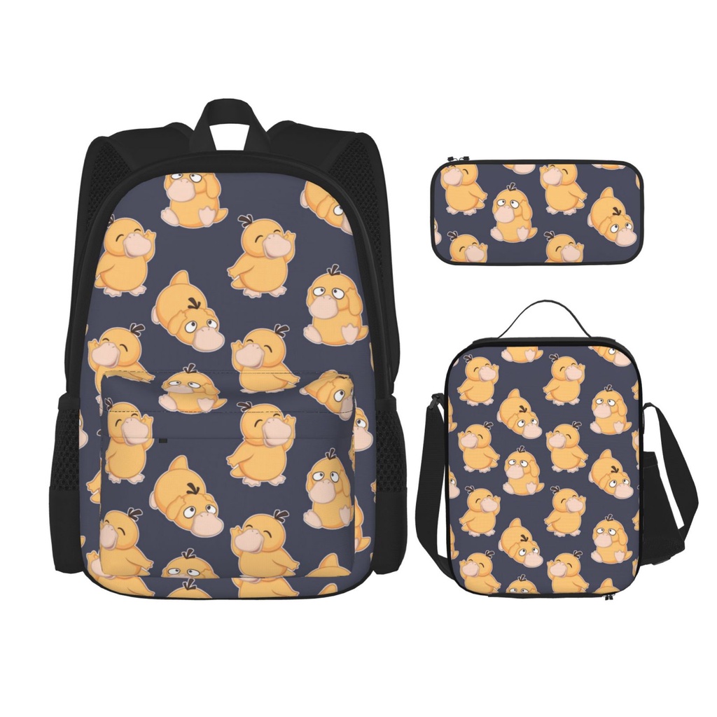 Pokémon Psyduck 3 pieces set Backpack Set with School Book Bag Lunch ...