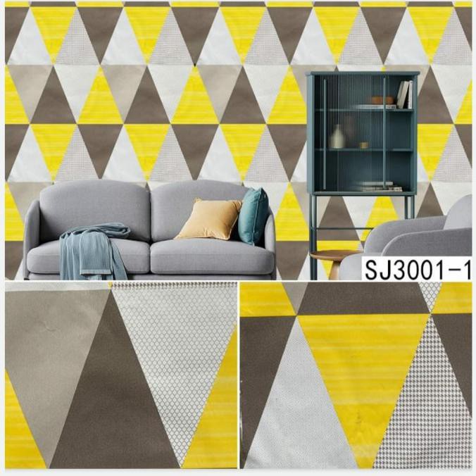 Monggo) Yellow Triangle Wallpaper - Wall Sticker 9m X 45cm | Shopee ...