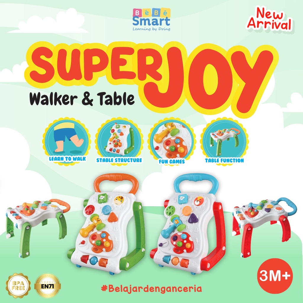 Bebe Smart Baby Walker Push Walker 2 in 1 // Super Joy Baby Walker ...