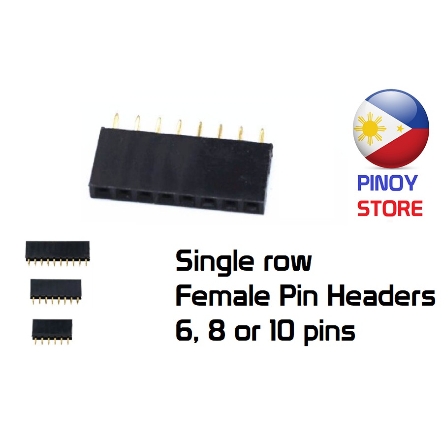 Female Pin Header 2.54mm single row 6P 8P 10P gold contacts 6pins 8pins ...
