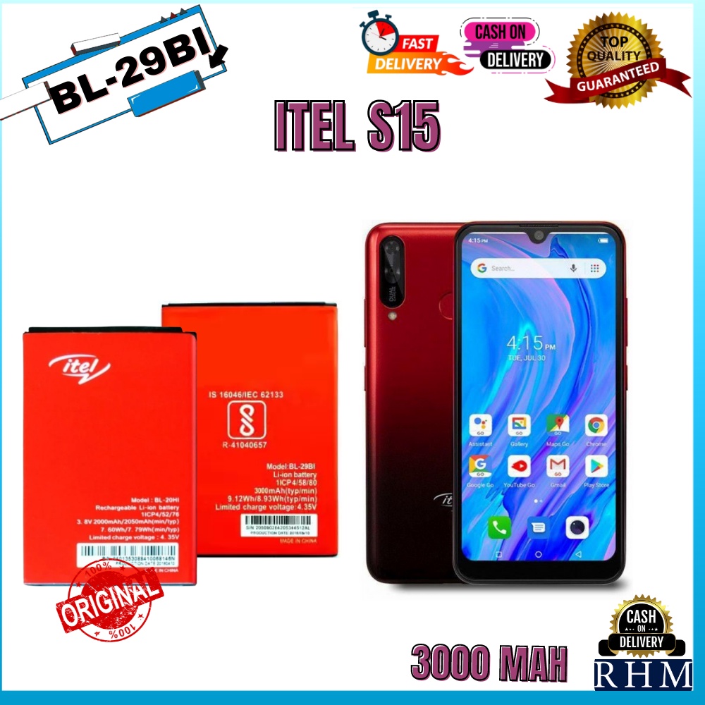 ITEL S15, S15 PRO, A55 Battery, Model BL-29BI Original High Quality Li ...