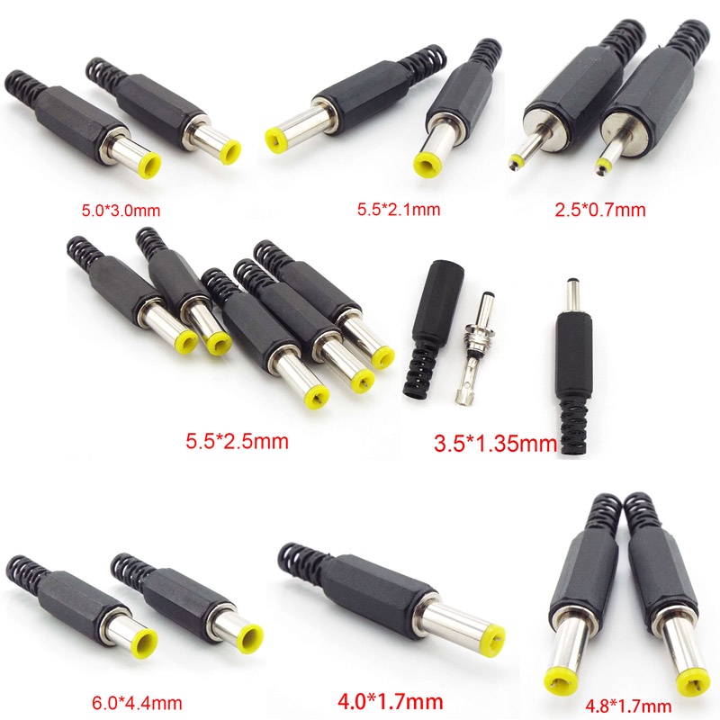 DC Male Jack Power Plug Connector Adapter 3.5x1.35 4.0x1.7 4.8x1.7mm 5 ...