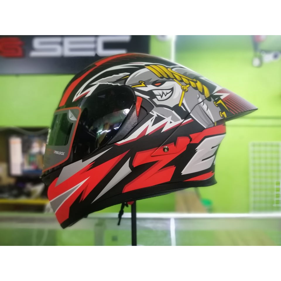 ZEBRA HELMET 611 MAX TRICKER RED MATT FULLFACE W/FREEBIES | Shopee ...