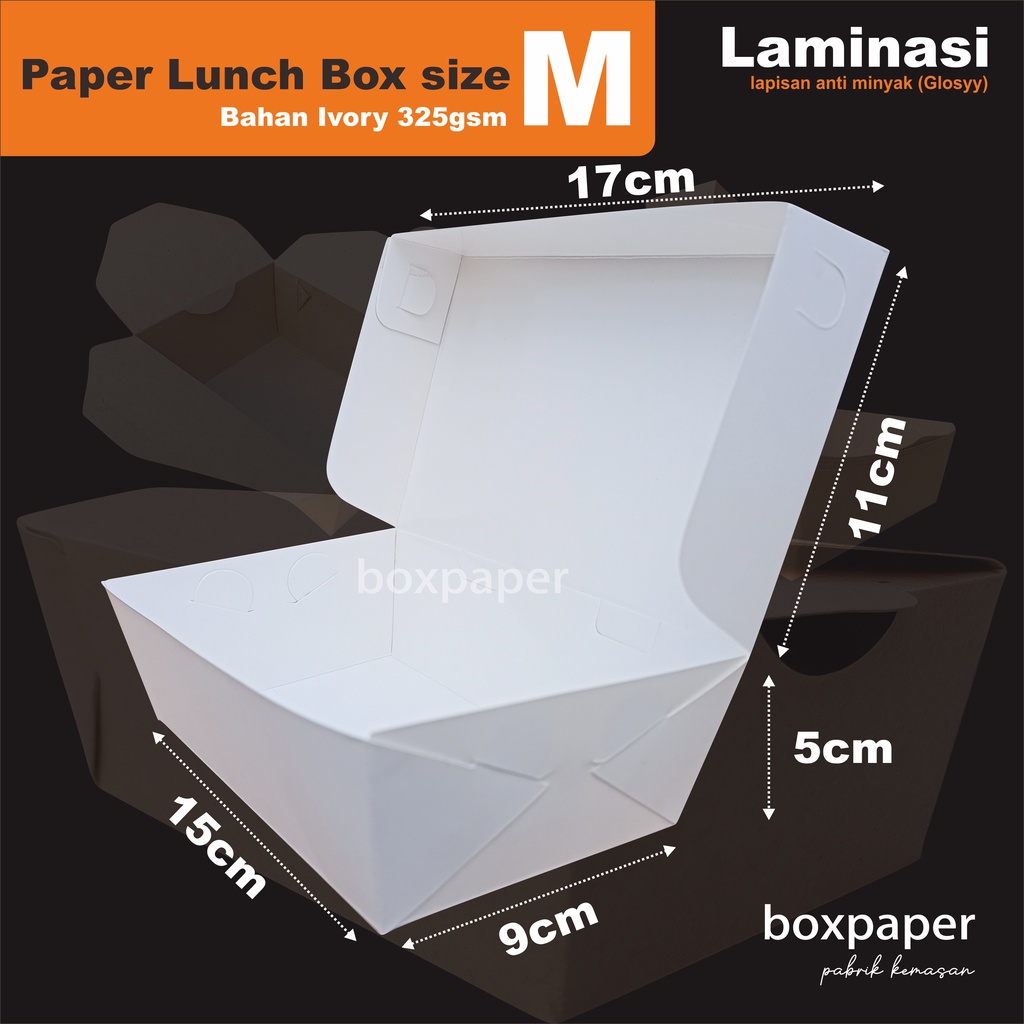 Paper Lunch Box Size M (IVORY) Laminated Packaging Box Chicken Box Pemt ...