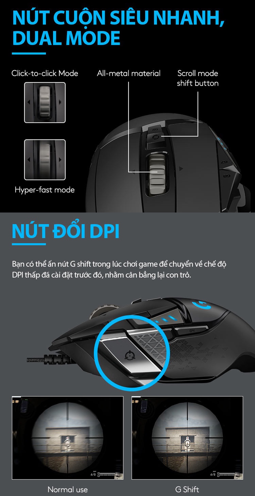 Logitech G502 Hero wired gaming mouse - Hero RGB sensor, 11 ...