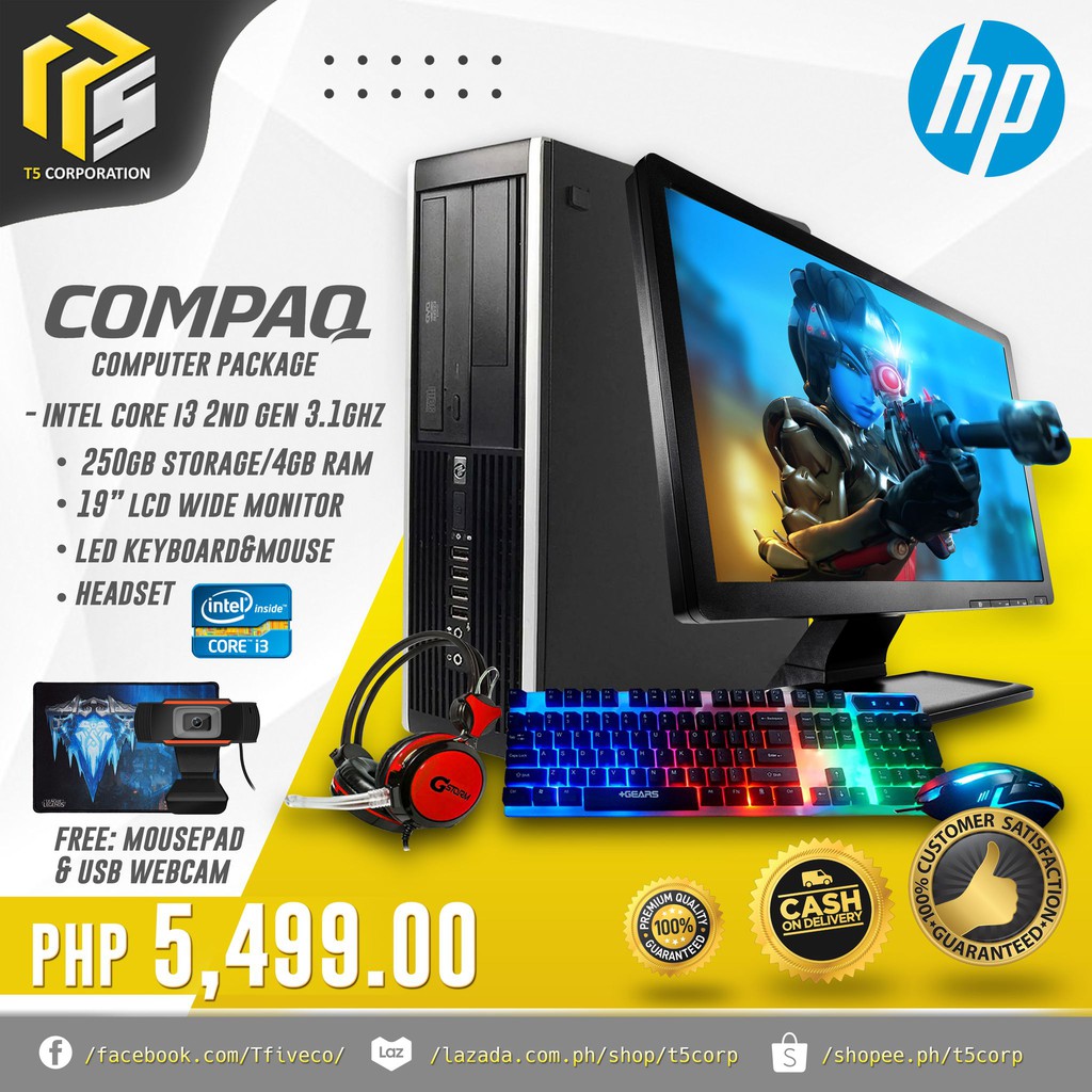 Computer Set Intel Core I3 2100 3.10ghz 4gb 250gb DVD 19 inches LCD SQ ...