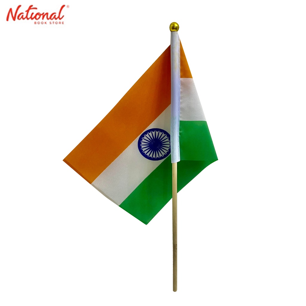 Flag Nylon India With Stick Wooden, 13X21Cm National Book Store ...