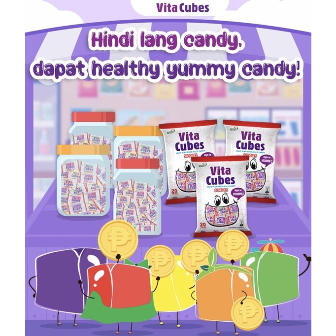 Vita Cubes Fruit Flavored JUMBO Jelly Candy Singles 140g 20pcs | Shopee ...