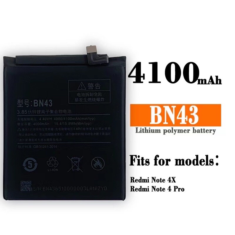 Xiaomi Redmi Note 4x Battery Model BN43 High Quality Capacity. | Shopee ...