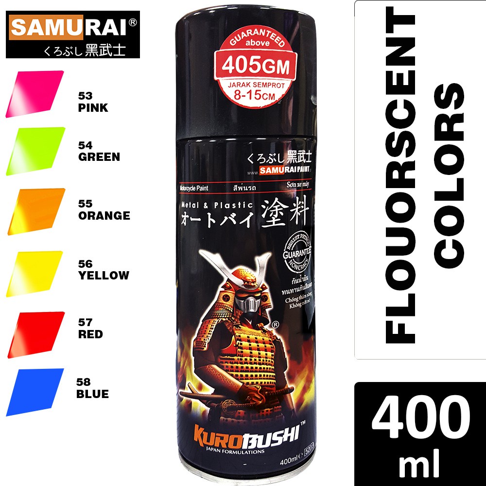 Samurai Spray Paint Fluorescent Color 400ml [Made in Malaysia] | Shopee ...