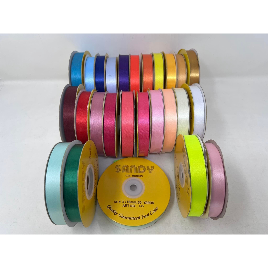 1/2 inch (5/8 inch) 16 mm Satin Ribbon SANDY Cut Edge 3 (50 yards/roll ...