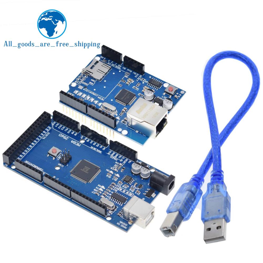 TZT UNO Ethernet W5100 network expansion board SD card Shield for arduino with Mega 2560 R3 ...