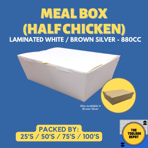 Meal Box Large -1 / Half Chicken Box 880cc Laminated White / Brown ...