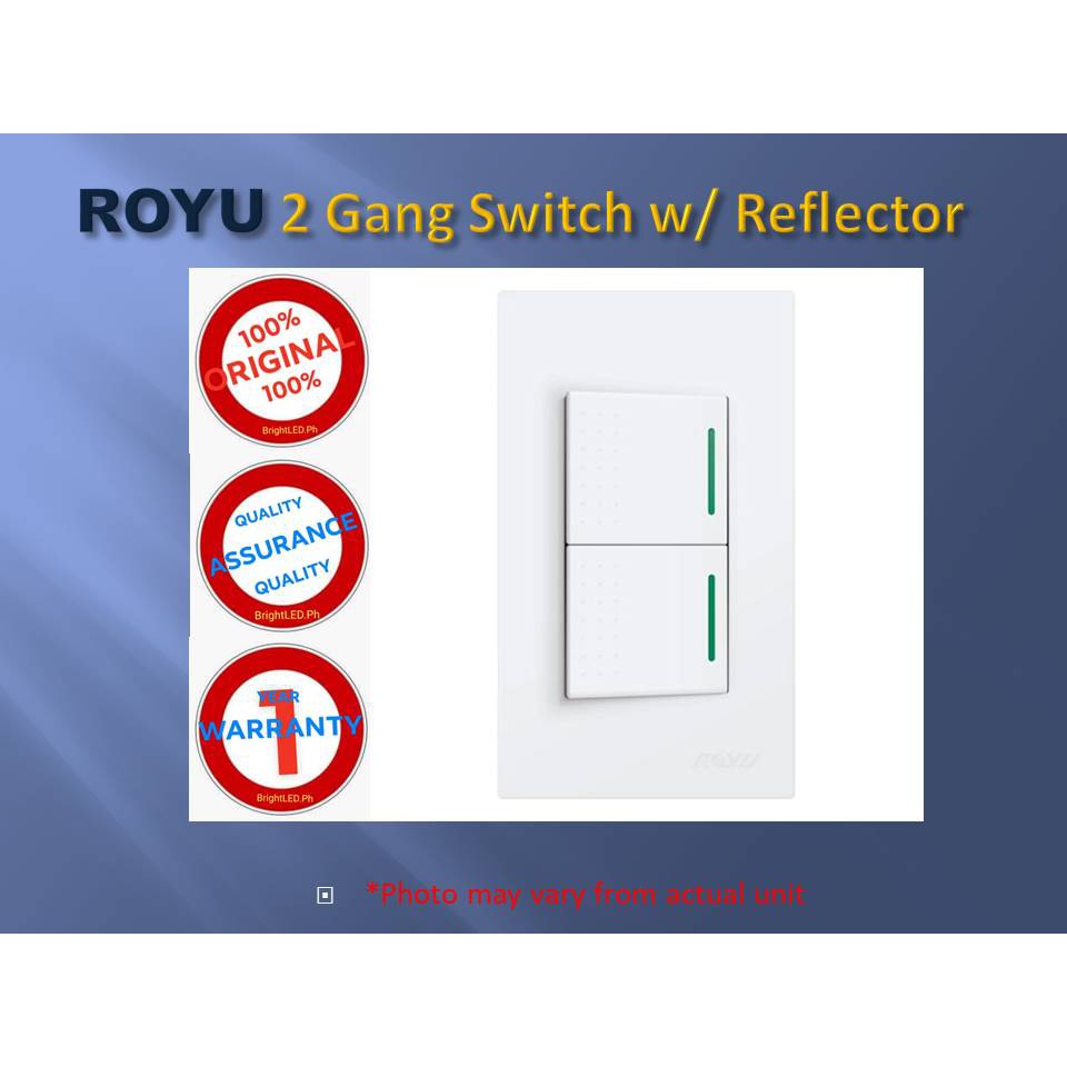 ROYU 2 GANG SWITCH WITH REFLECTOR, WIDE SERIES | Shopee Philippines