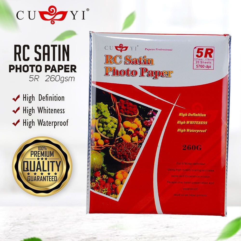 CUYI RC SATIN PHOTO PAPER 260 GSM 5R (20 SHEETS) | Shopee Philippines