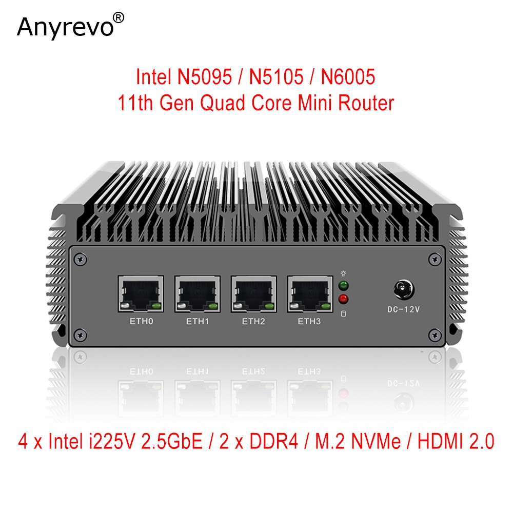 4x Intel i225V 2.5G LAN Firewall Router pfSense Celeron N5095 Quad-Core ...