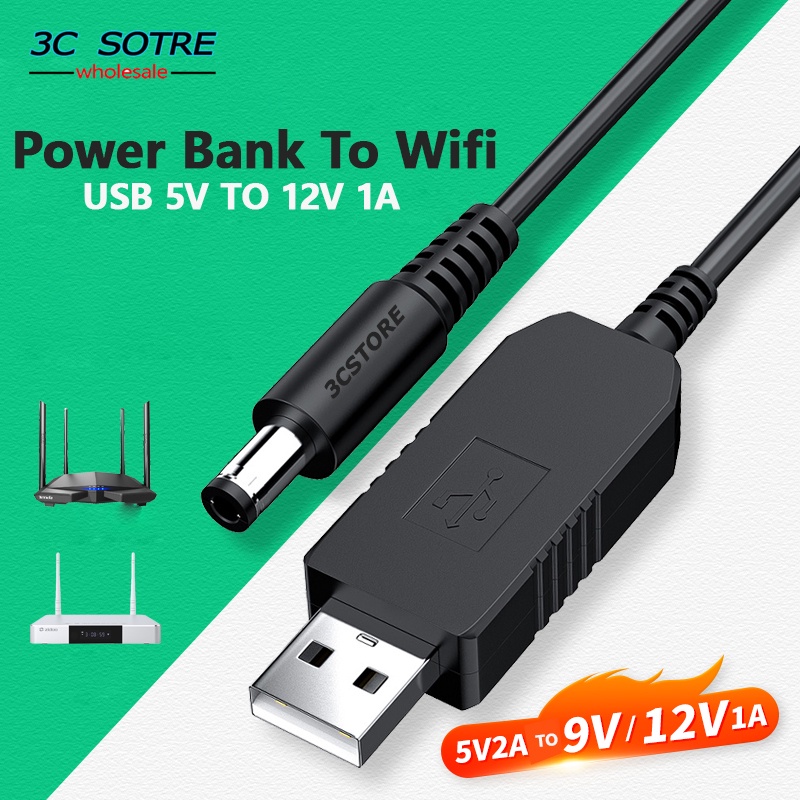 Wifi Connector to Powerbank DC 5V To 12V Usb Cable Step-Up Converter ...
