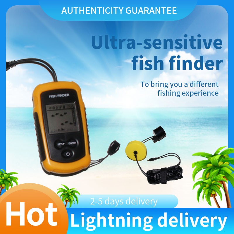Ultrasonic wired fish finder 100M Portable Sonar Fish Finders Fishing ...