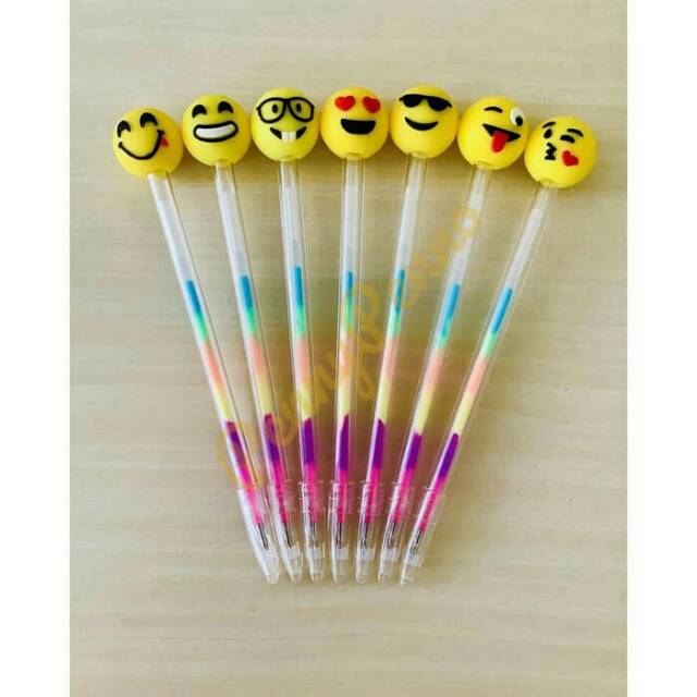 Rainbow Emoticon Smile Pens Cute Contents 12 Pcs | Shopee Philippines
