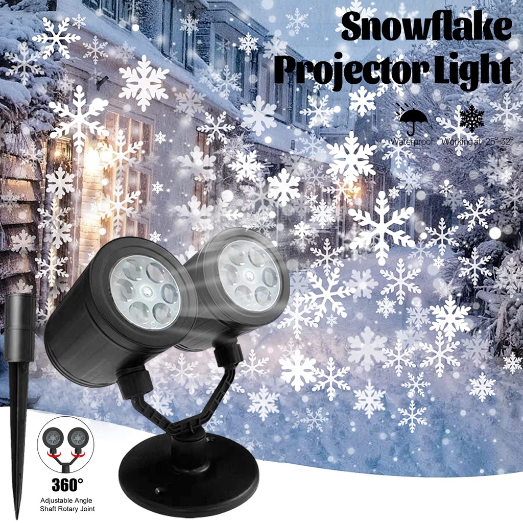 Christmas Snowflake Projector Lights, IP65 Waterproof Dual Lens ...