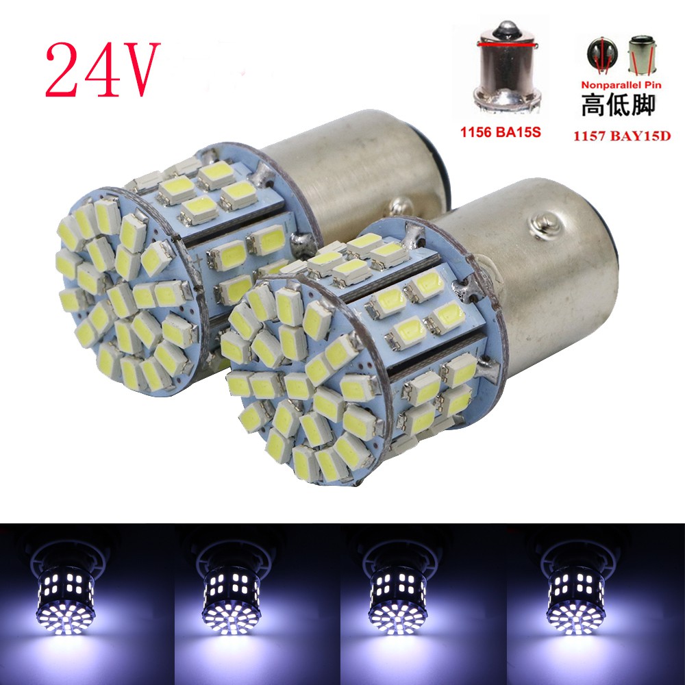 2pcs 24V P21W 1156 BA15S 1157 BAY15D 1206 50 SMD Led Bulb Vehicles ...