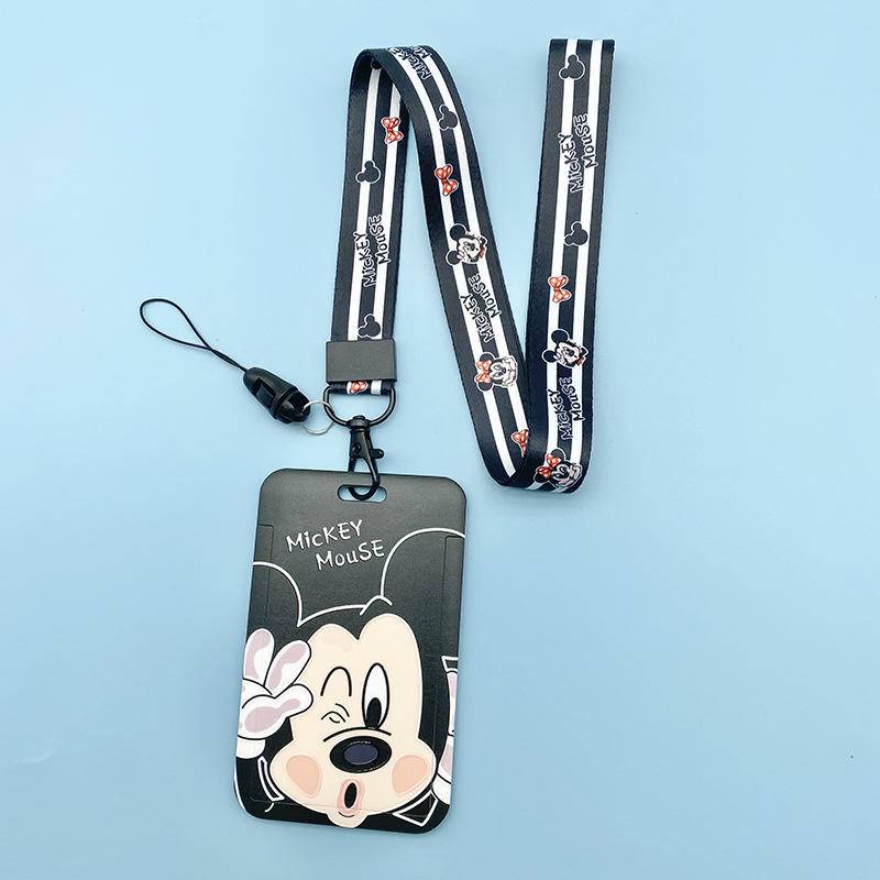Mickey and Minnie Cartoon Id Card Work Card Holder Cartoon Bus Badge ...