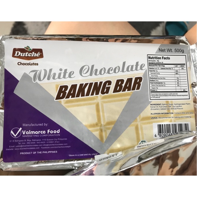 Dutche white chocolate baking bar | Shopee Philippines