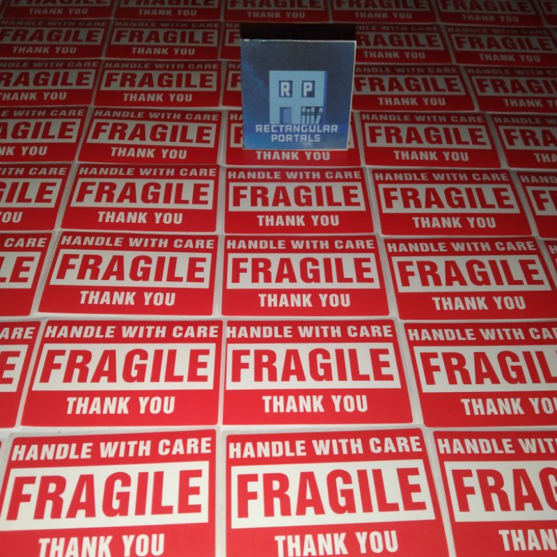 “HANDLE WITH CARE” NOTE STICKER(S) | RECTANGULAR PORTALS | Shopee ...