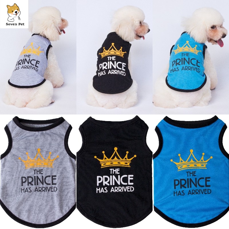 Prince Crown Puppy Dog Vest Cotton Dog Clothes for Shih Tzu Male Pet ...