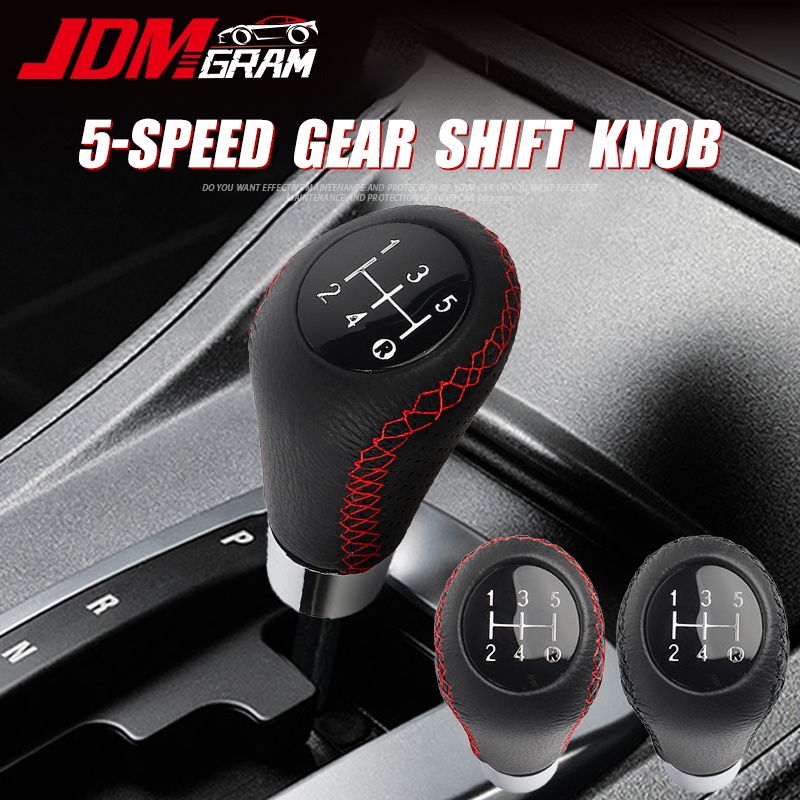 JDMGRAM Leather Car Gear Knob Manual 5 Speed Auto Universal Stick Shift ...