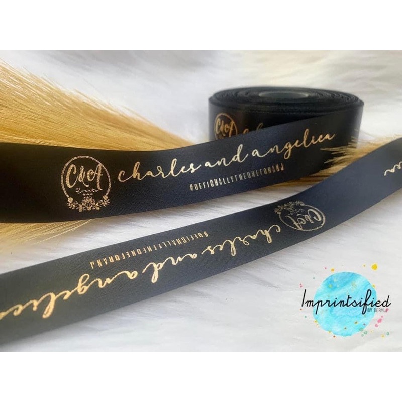 PERSONALIZED RIBBONS 5 yards, 10 yards -BRIGHT GOLD Print | Shopee ...